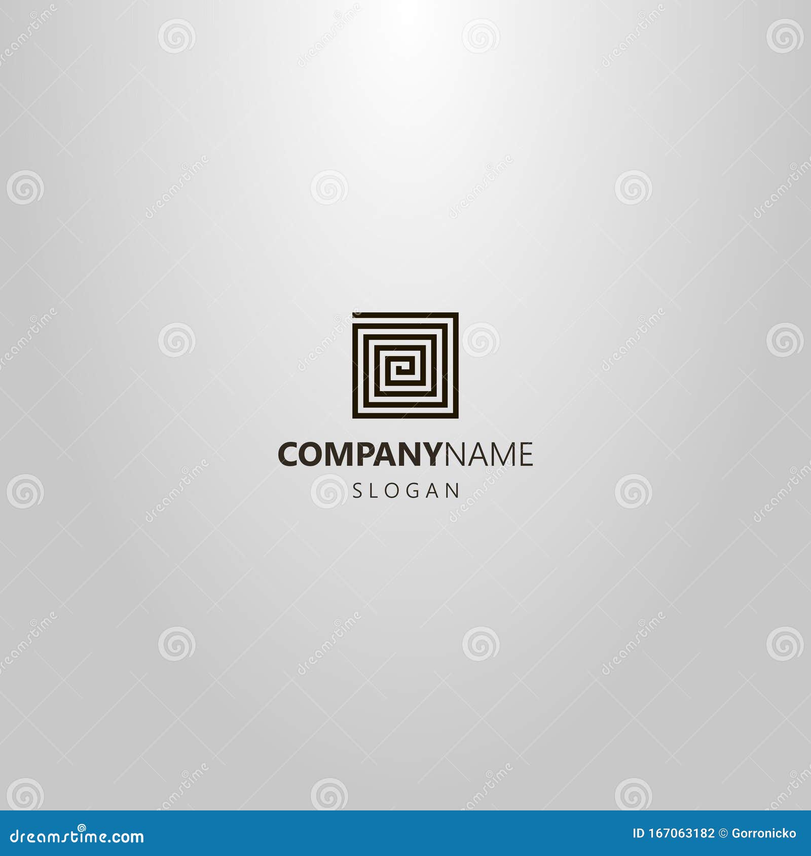 Simple Line Art Geometric Vector Single Line Logo of Square Spiral ...