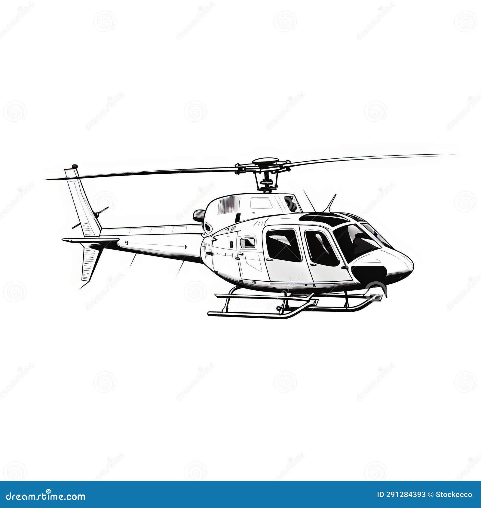 Simple Line Art Helicopter Drawing on White Background Stock ...