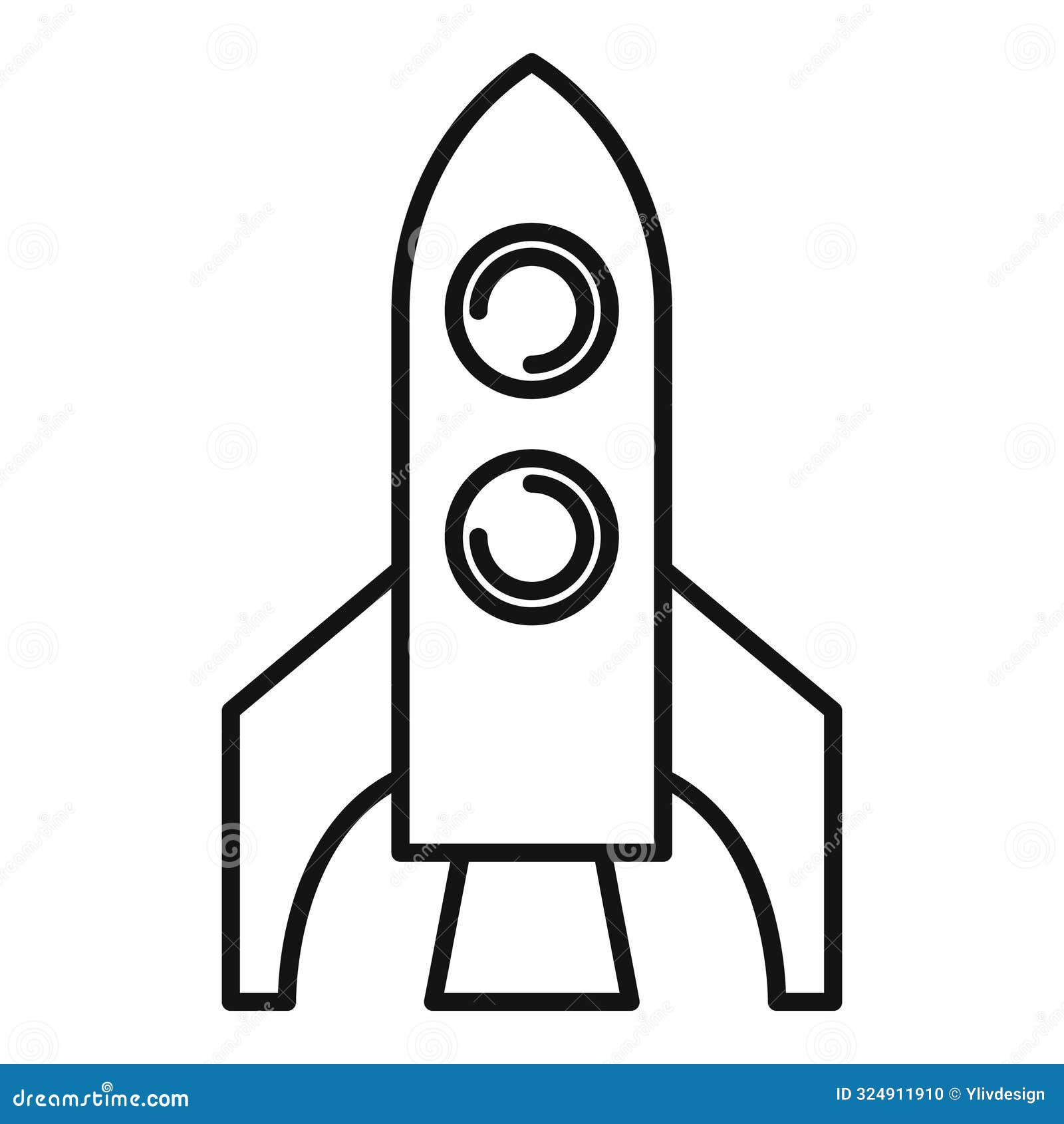 Simple Line Art Icon of a Spaceship Launching Stock Illustration ...