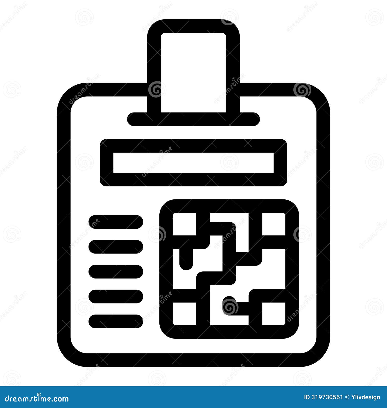 Black and White Clipart of a Name Tag with Qr Code Stock Vector ...