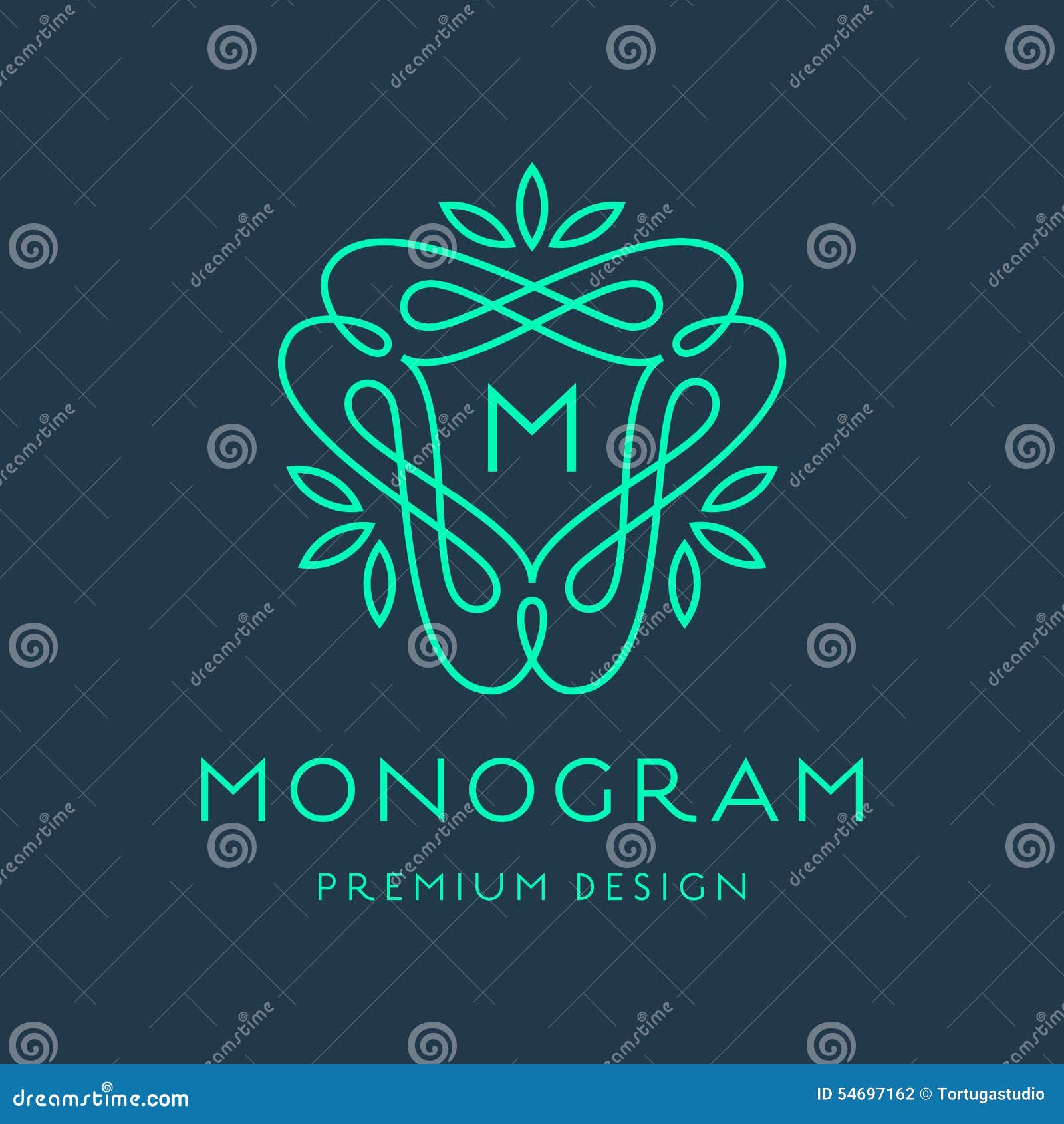 Simple Line Art Monogram Logo Design Stock Vector - Illustration of ...