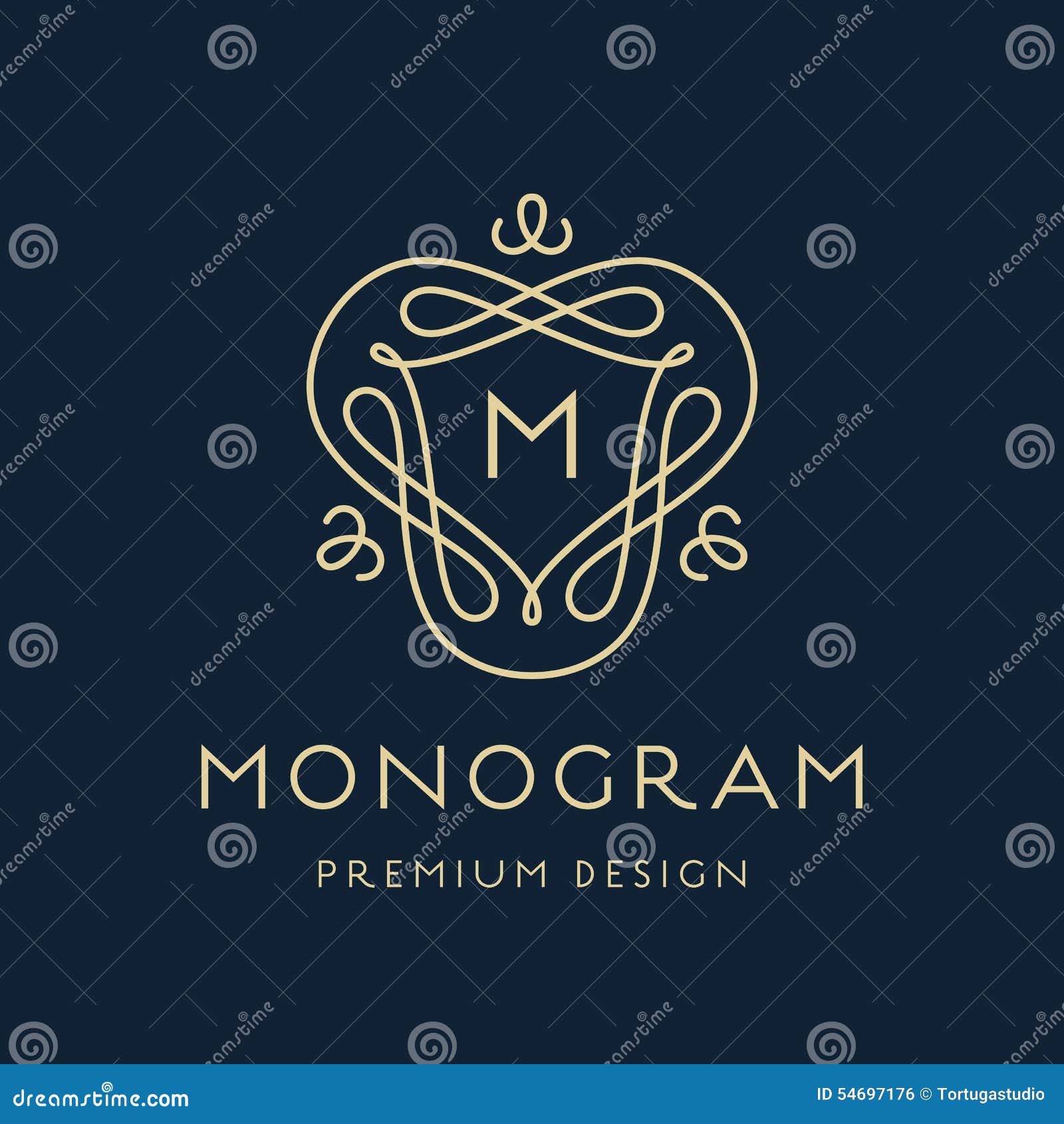 Simple Line Art Monogram Logo Design Stock Vector - Illustration of ...