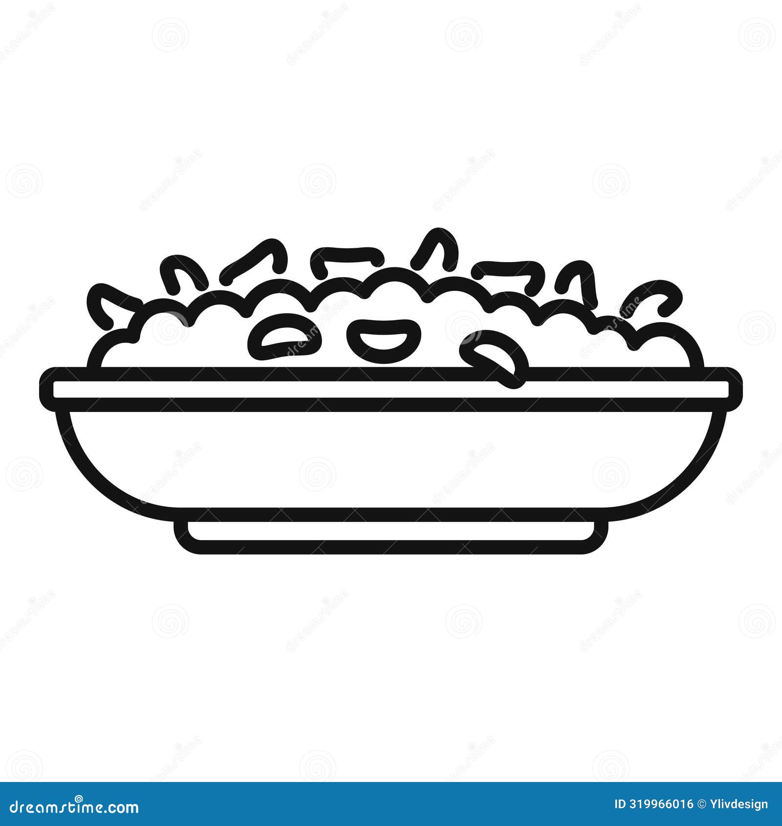 Simple Line Art of a Rice Bowl Stock Vector - Illustration of meal ...
