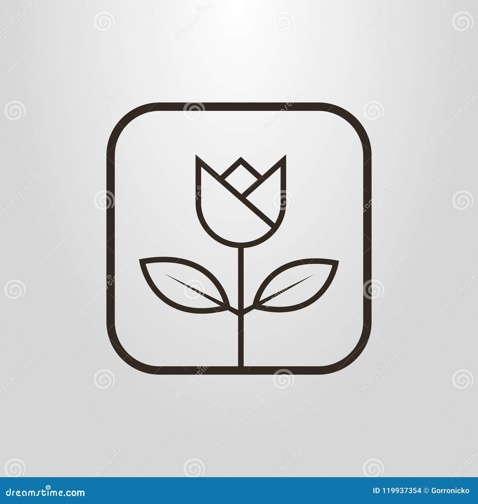 Simple Line Art Vector Flower Pictogram in a Frame Stock Vector ...