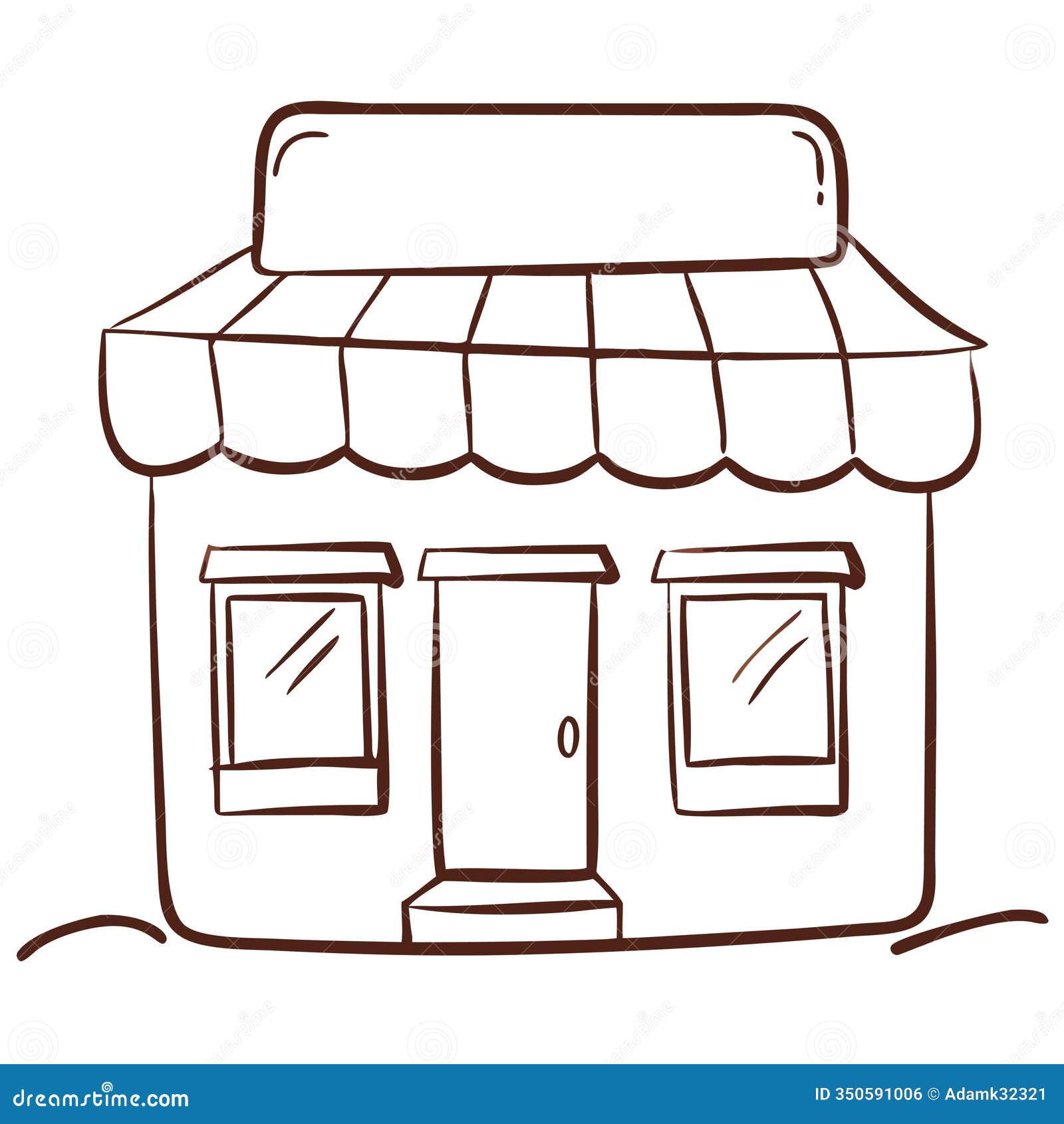 Simple Line Art Vector Illustration of Small Storefront Building Stock ...