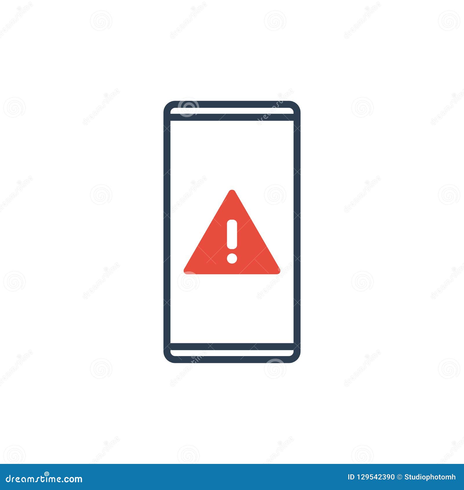 Simple Line of Cell Phone Vector Icon - Error Exclamation Stock Vector ...