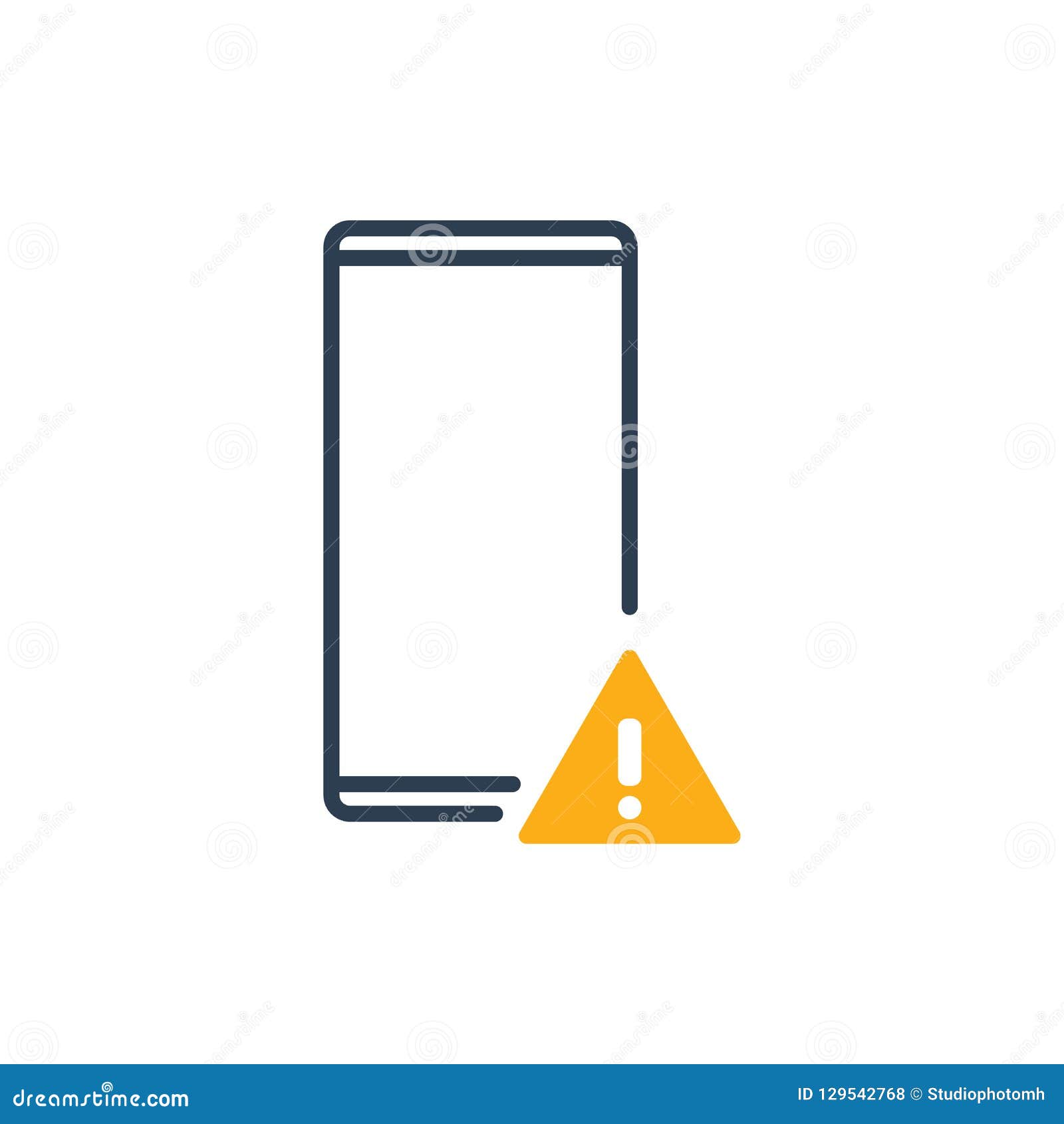 Simple Line of Cell Phone Vector Icon - Error Exclamation Stock Vector ...