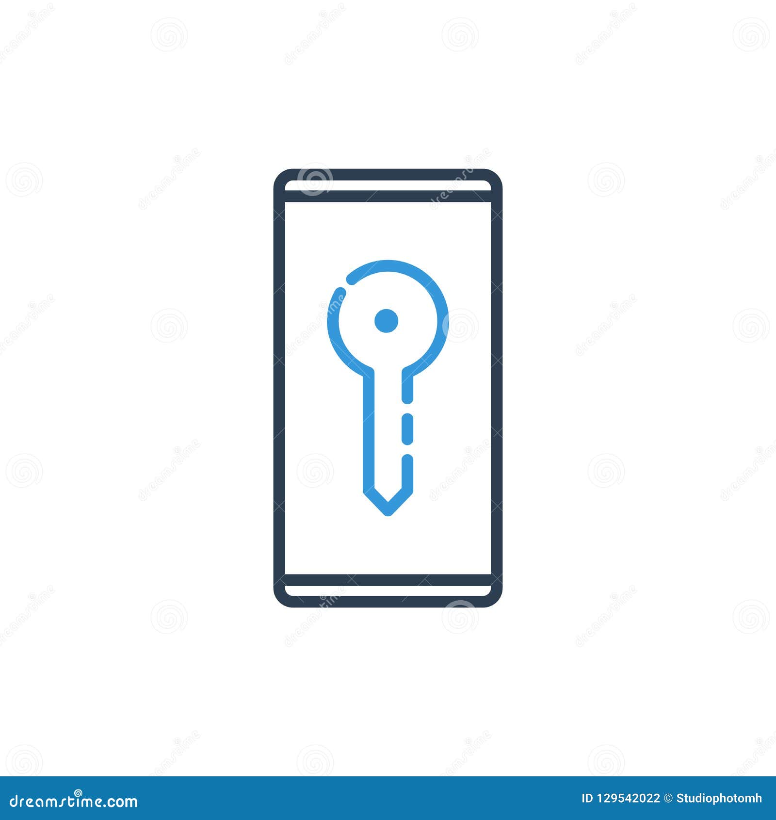 Simple Line of Cell Phone Vector Icon - Security Key Symbol Stock ...
