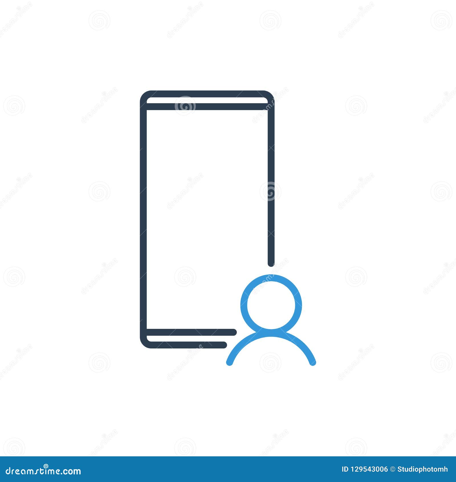 Simple Line of Cell Phone Vector Icon - User Account Profile Stock ...