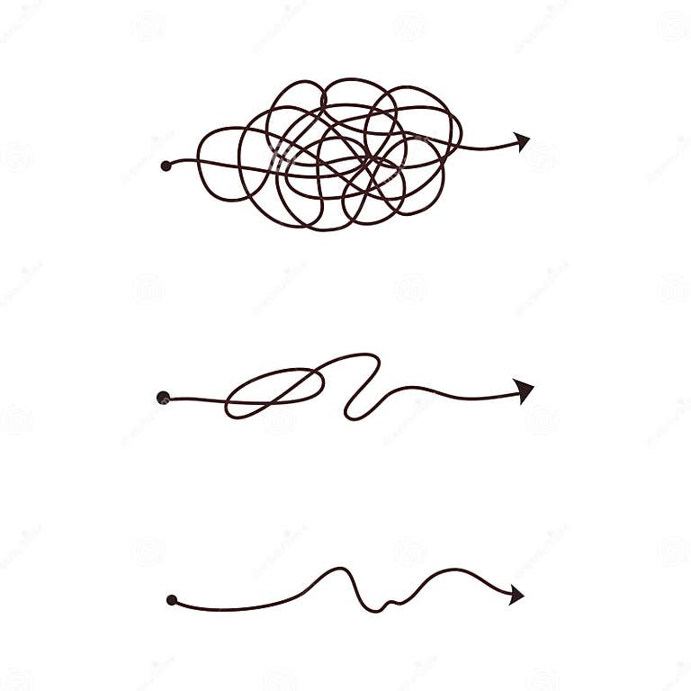 Simple Line and Complex Easy Way. Scribble Doodle Chaos Mindset ...