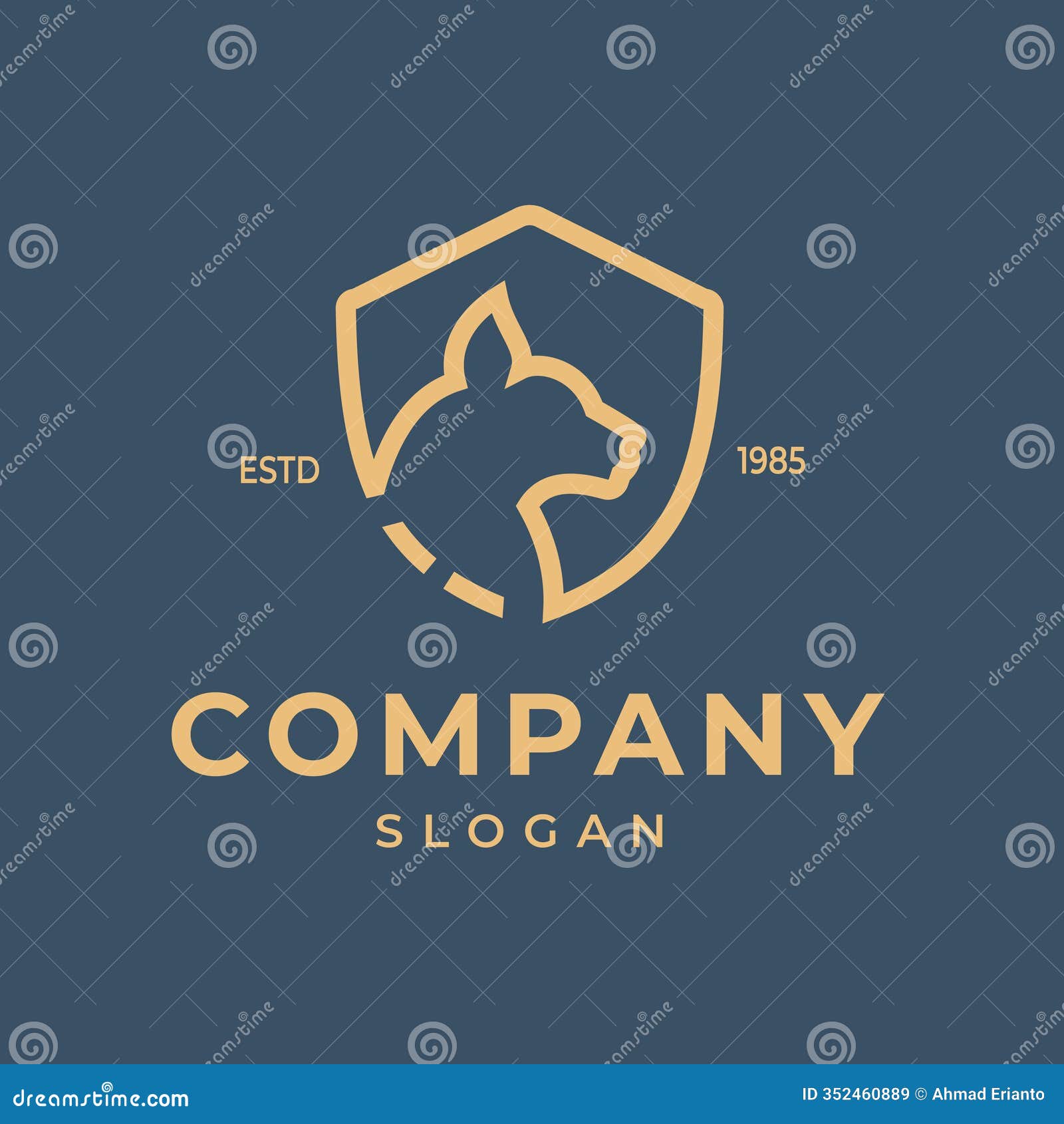 Simple Line Design Cat Shield Vector Illustration Can Be Used for ...