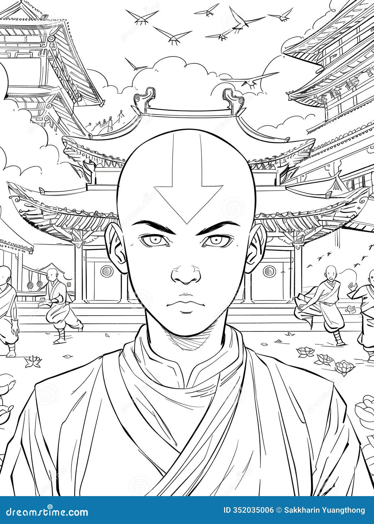 Simple Line Drawing of an Airbender Character Stock Illustration ...