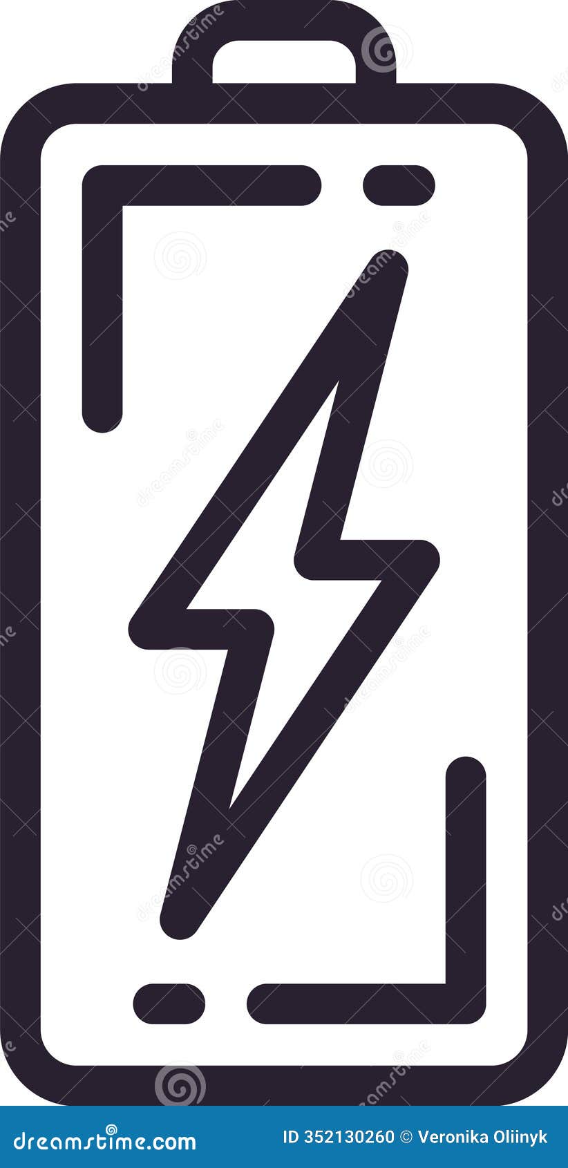 Simple Line Drawing of a Battery with a Lightning Bolt Symbol Inside ...