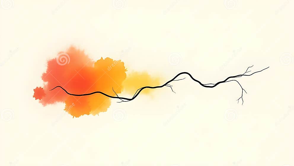 Simple Line Drawing with a Bold Splash of Color for Emphasis Stock ...