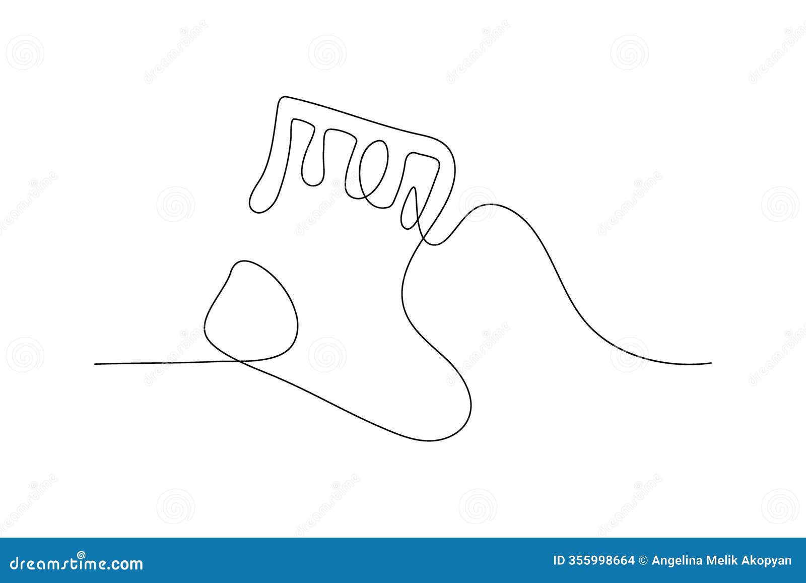 Simple Line Drawing of a Boot and a Playful Swish Design on Plain ...
