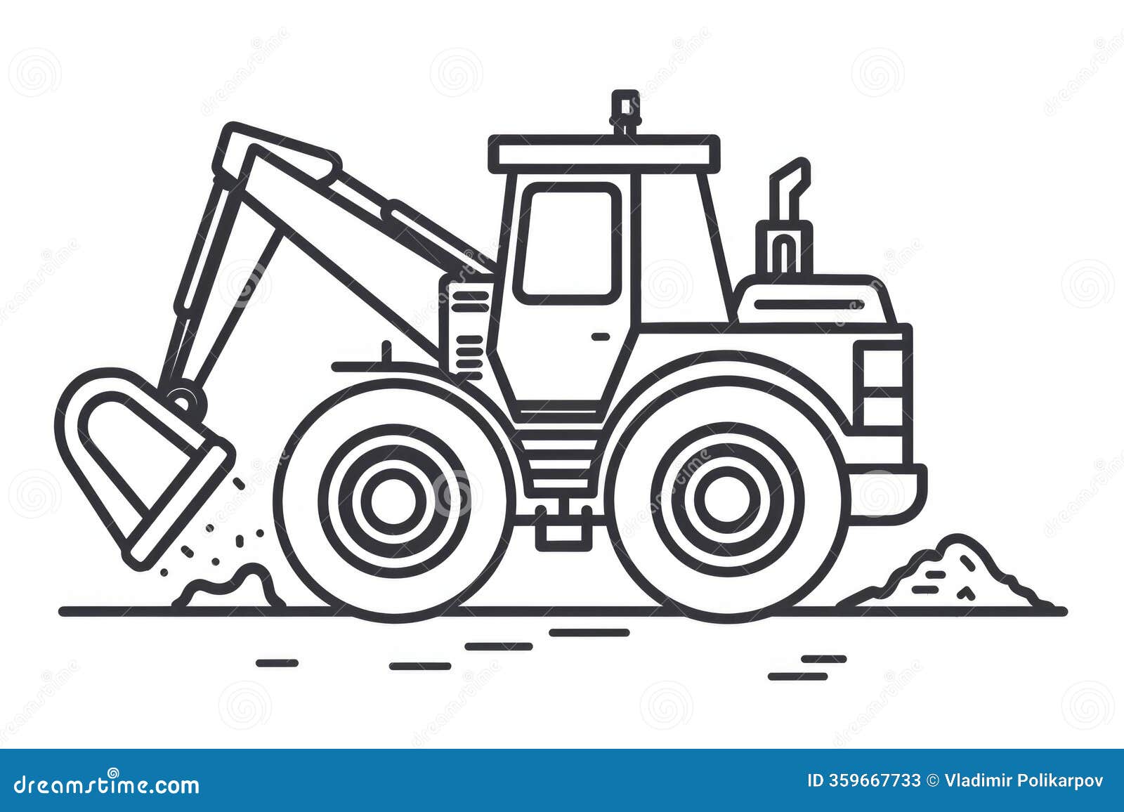 A Simple Line Drawing of a Bulldozer, Perfect for Construction or ...