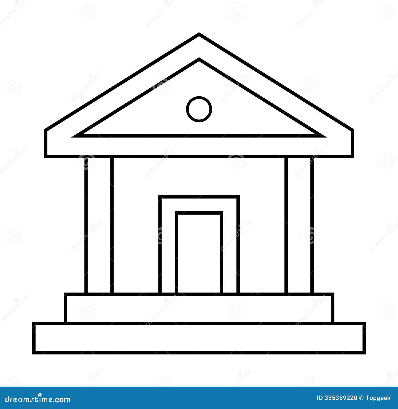 Simple Line Drawing Of A Classical Building Structure Vector ...