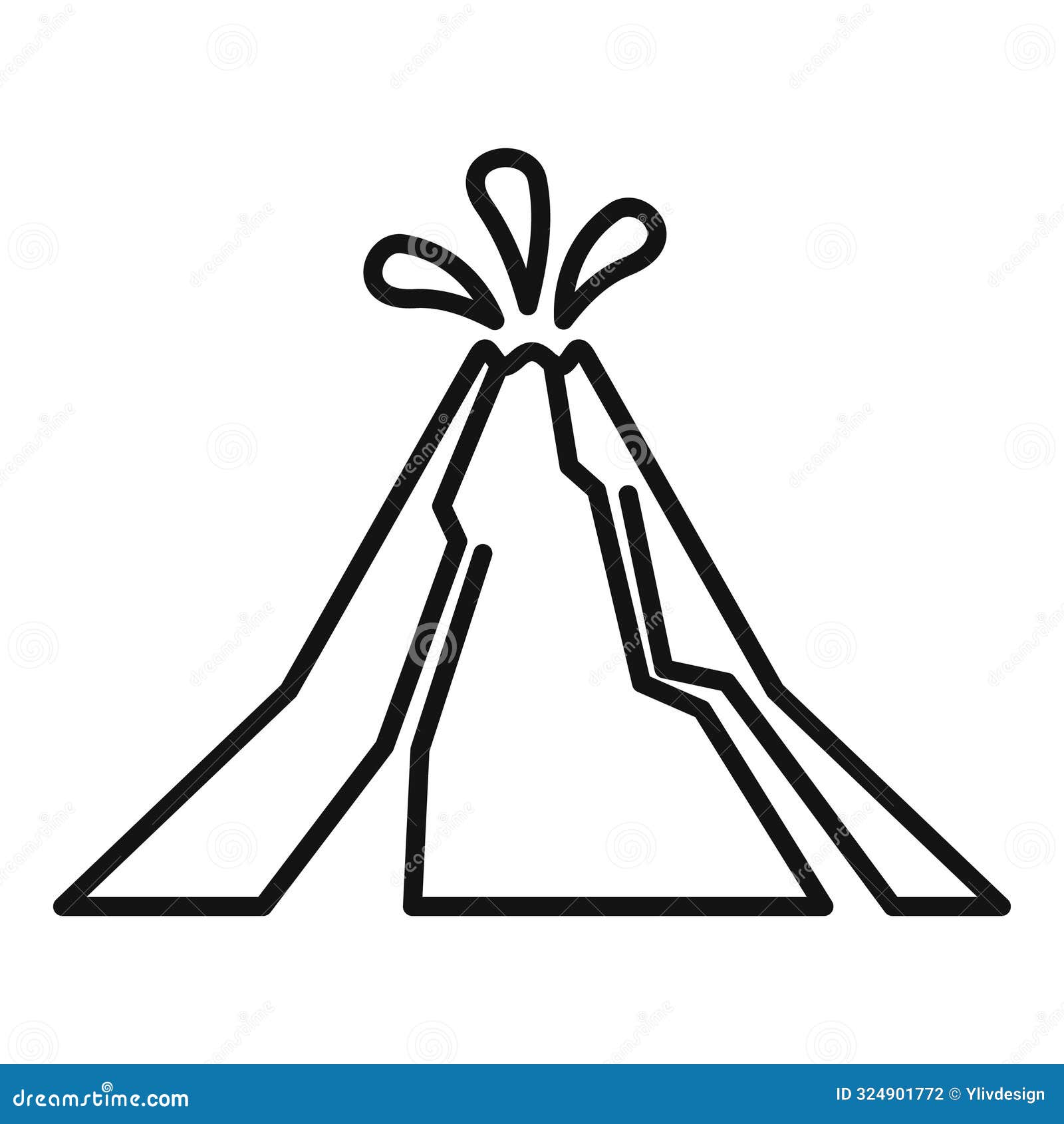 Simple Line Drawing of an Erupting Volcano Stock Illustration ...