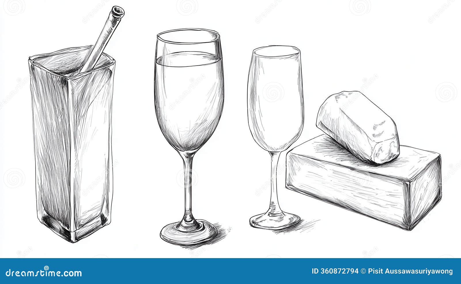 Simple Line Drawing of Everyday Objects Stock Illustration ...