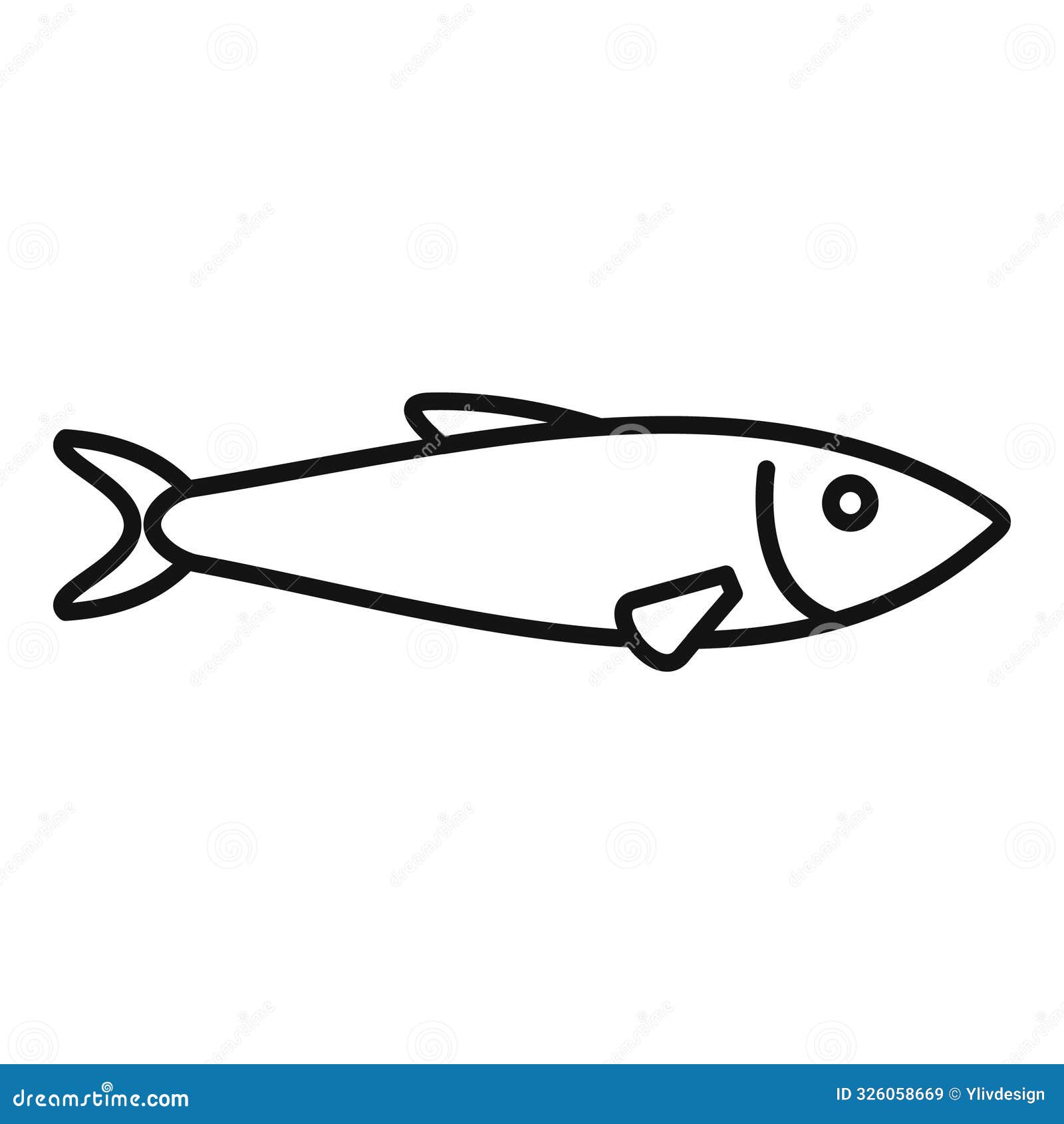 Simple Line Drawing of a Fish Swimming Right Stock Vector ...
