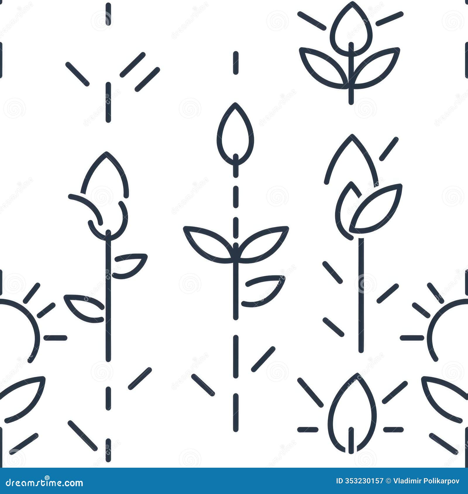 Simple Line Drawing of Flowers and Leaves on a White Background ...