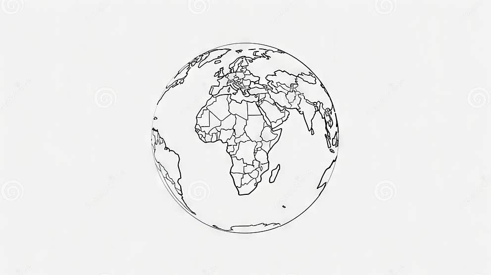Simple Line Drawing of a Globe Stock Illustration - Illustration of ...