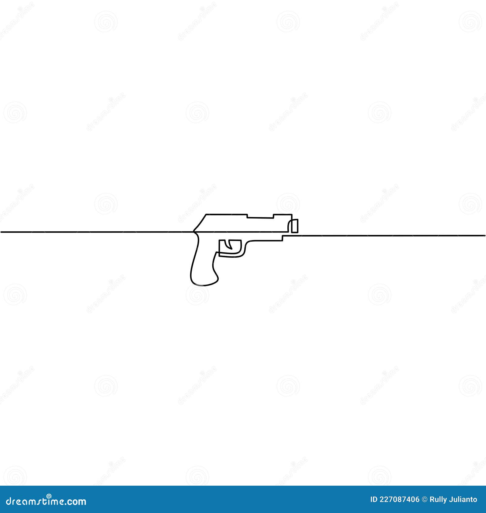 Simple line drawing of gun stock vector. Illustration of ammo - 227087406