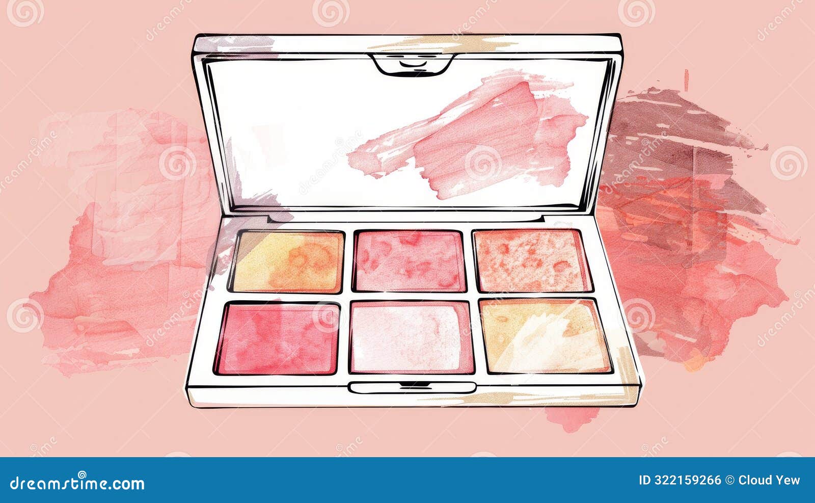 Simple Line Drawing of a Highlighter Palette for Makeup-themed Art ...