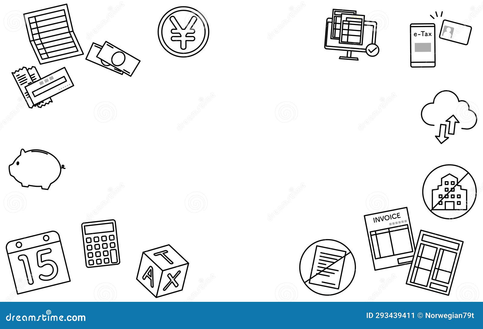 Simple Line Drawing Icon Set Frame for Tax Returns Stock Vector ...