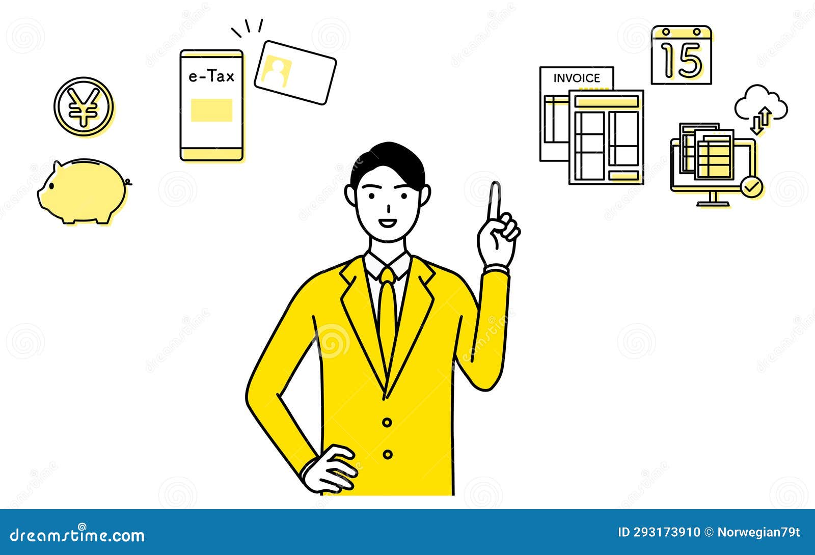 Simple Line Drawing Icon of a Tax Return and Pointing Tax Accountants ...