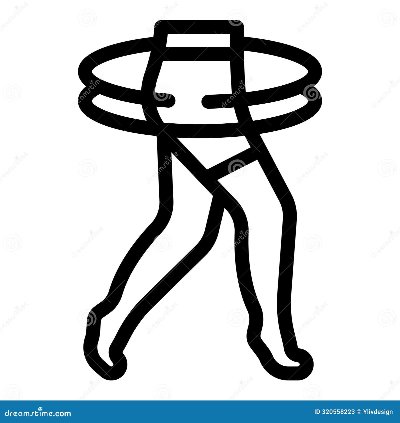 Black and White Line Art of a Hula Hoop in Use Stock Vector ...