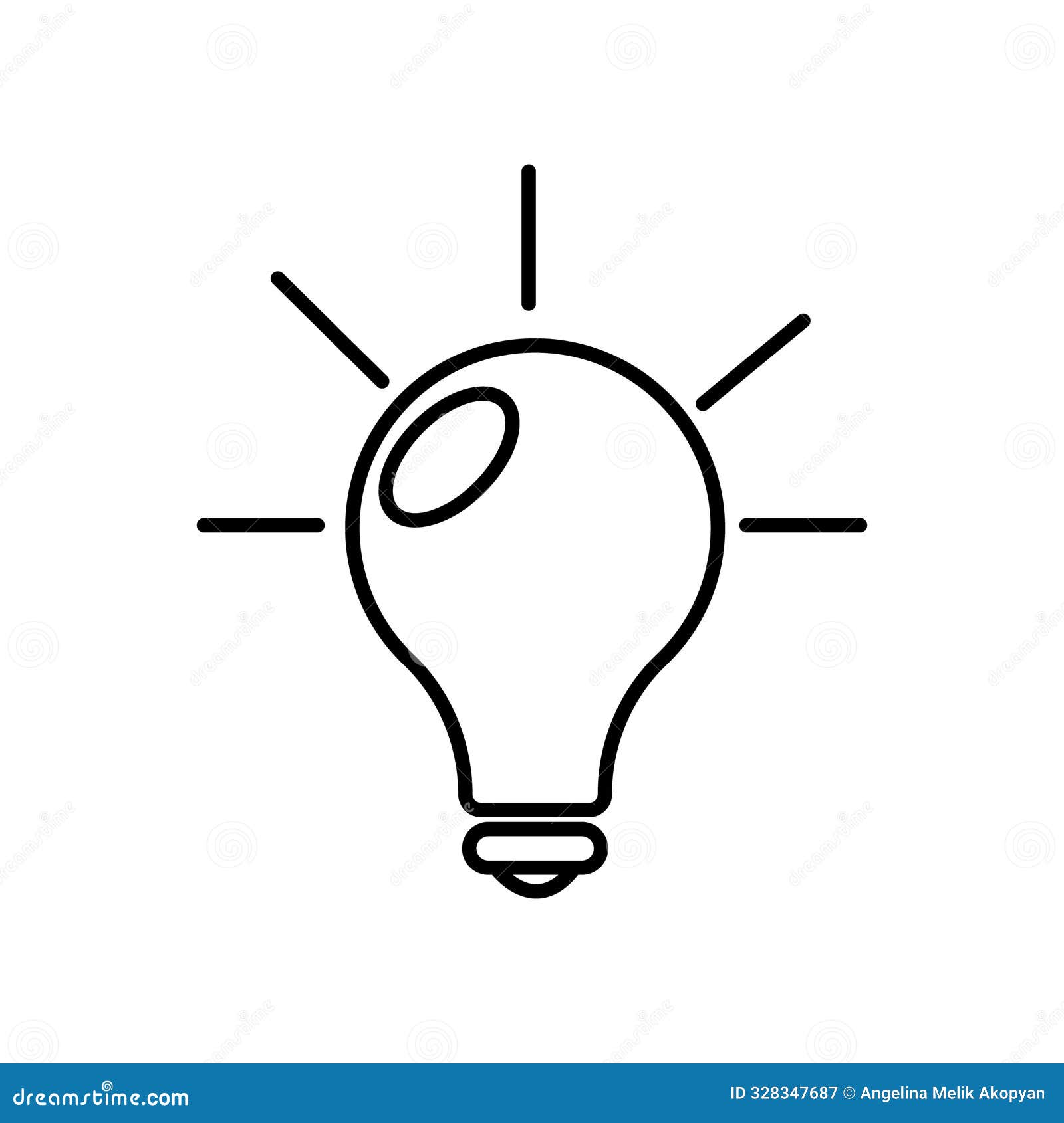 A Simple Line Drawing of a Light Bulb with Rays Emanating from the Top ...