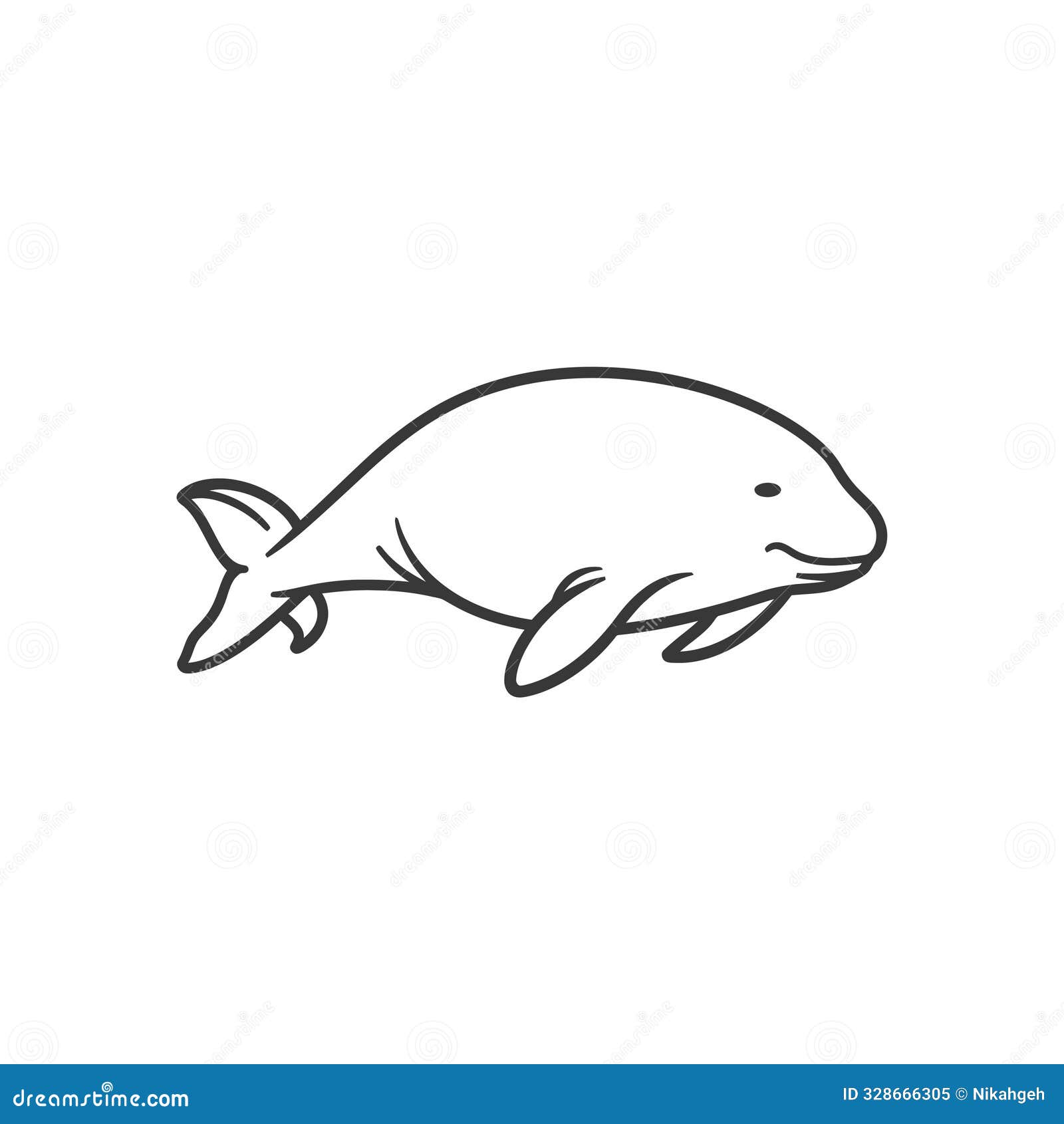 Line Drawing of a Manatee Swimming Stock Illustration - Illustration of ...