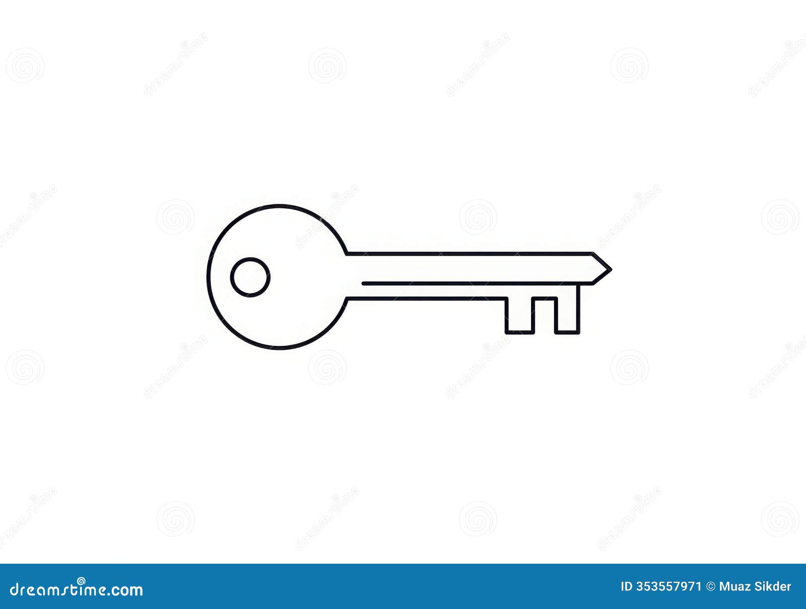 Simple Line Drawing, Minimalist Key Icon, Black and White, Graphic ...