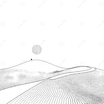 Simple Line Drawing of One Curved Solid Black Dotted Path. Stock Vector ...