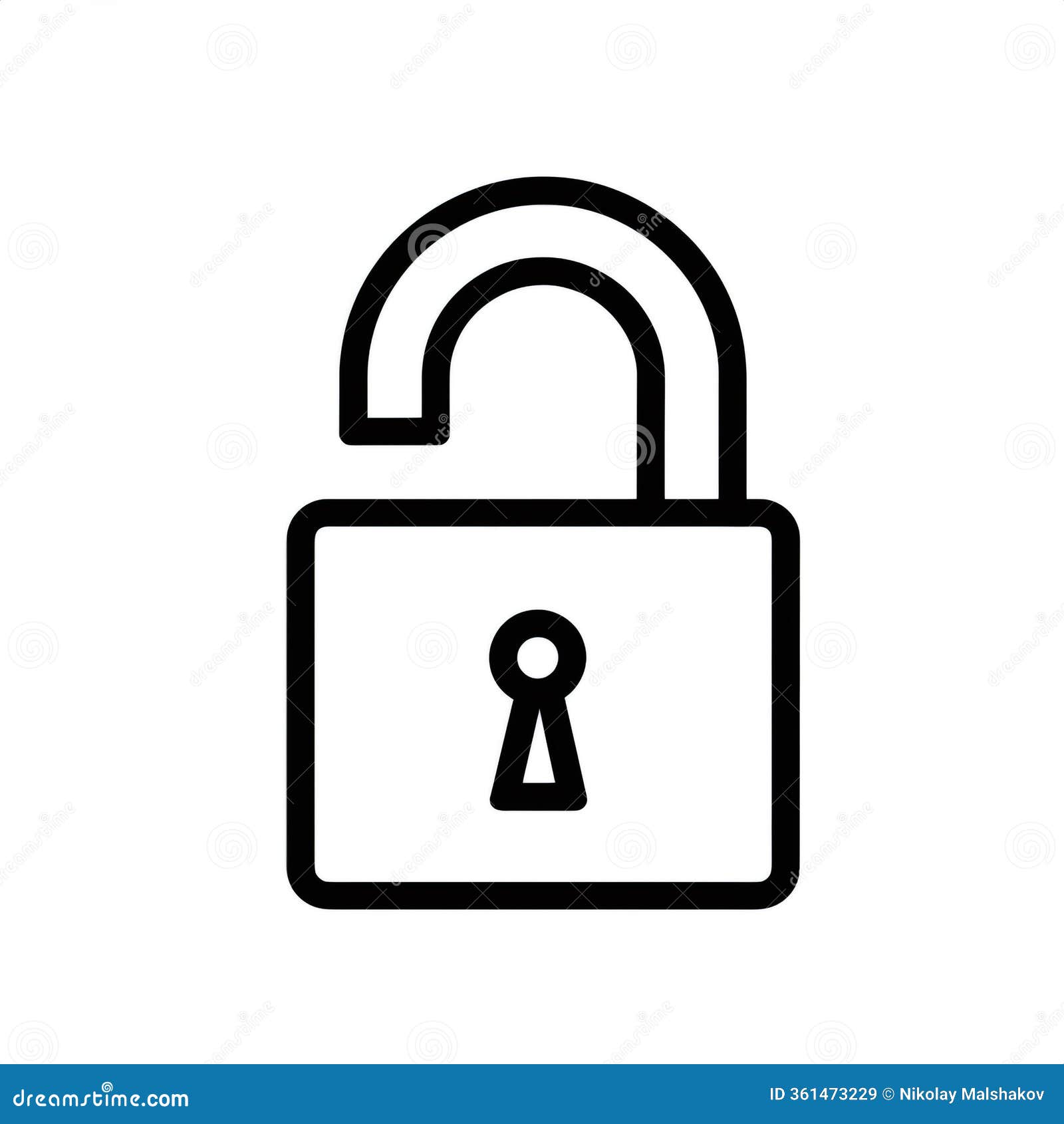 Simple Line Drawing of an Open Padlock Symbolizing Security, Access ...