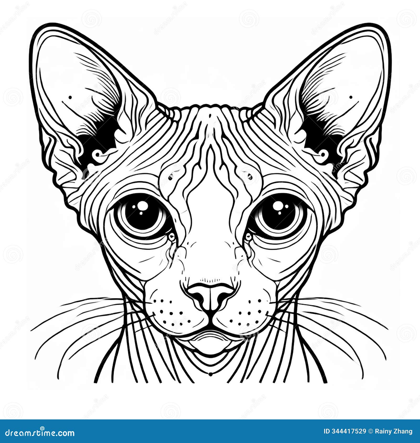 Simple Line Drawing Pattern of a Sphynx Cat S Face Stock Illustration ...