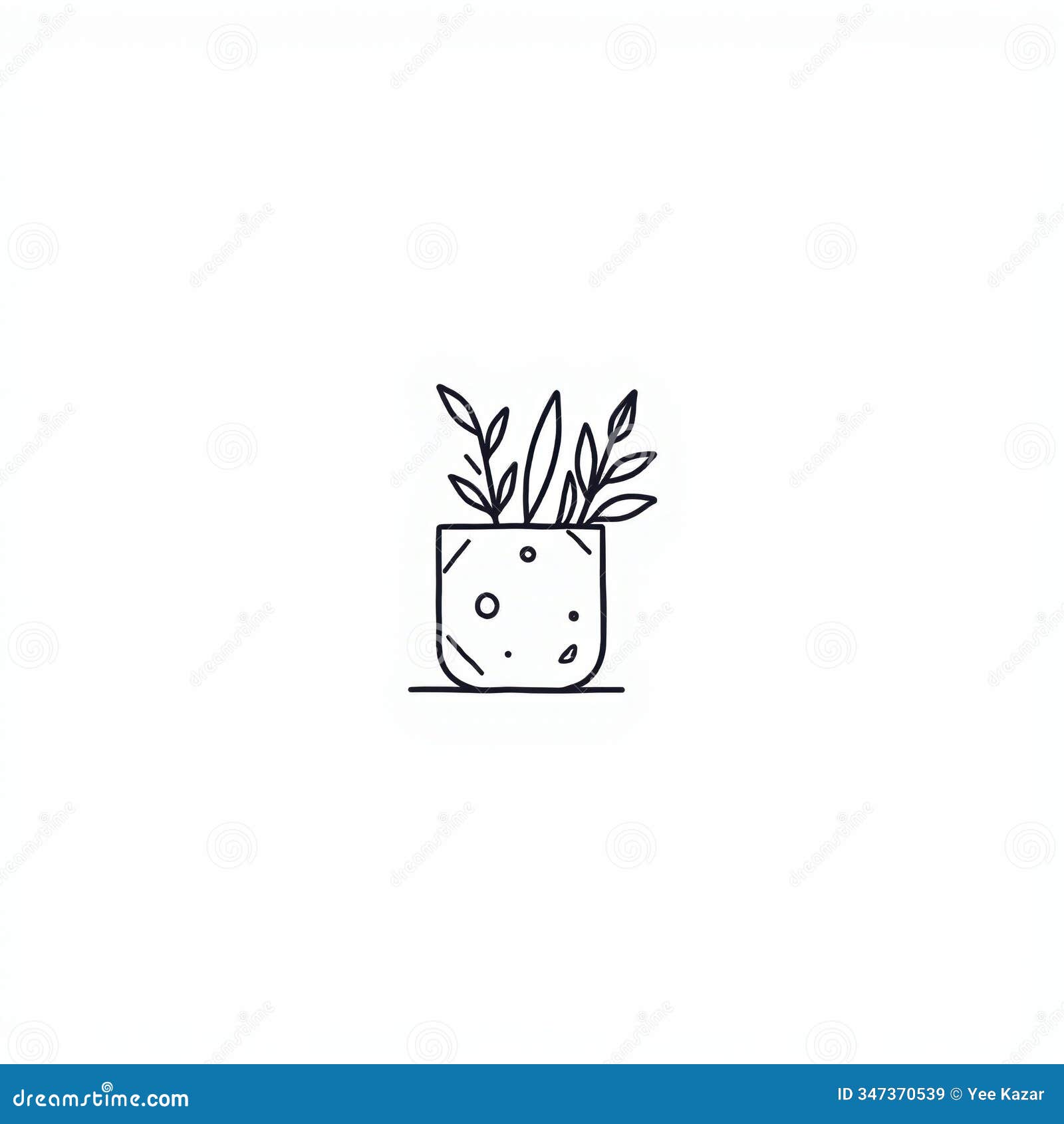 Simple Line Drawing of a Plant in a Pot Stock Illustration ...