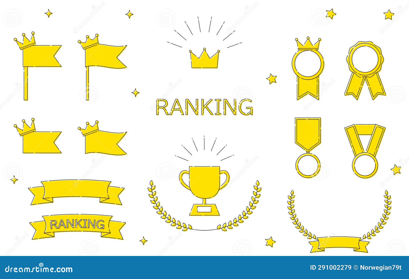 Simple Line Drawing Ranking Icon Set, No Text Stock Illustration ...