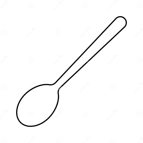Simple Line Drawing Teaspoon, Outline Spoon Stock Illustration ...