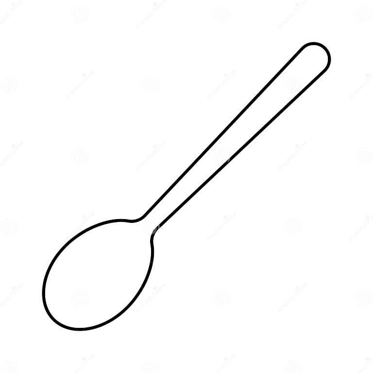 Simple Line Drawing Teaspoon, Outline Spoon Stock Illustration ...