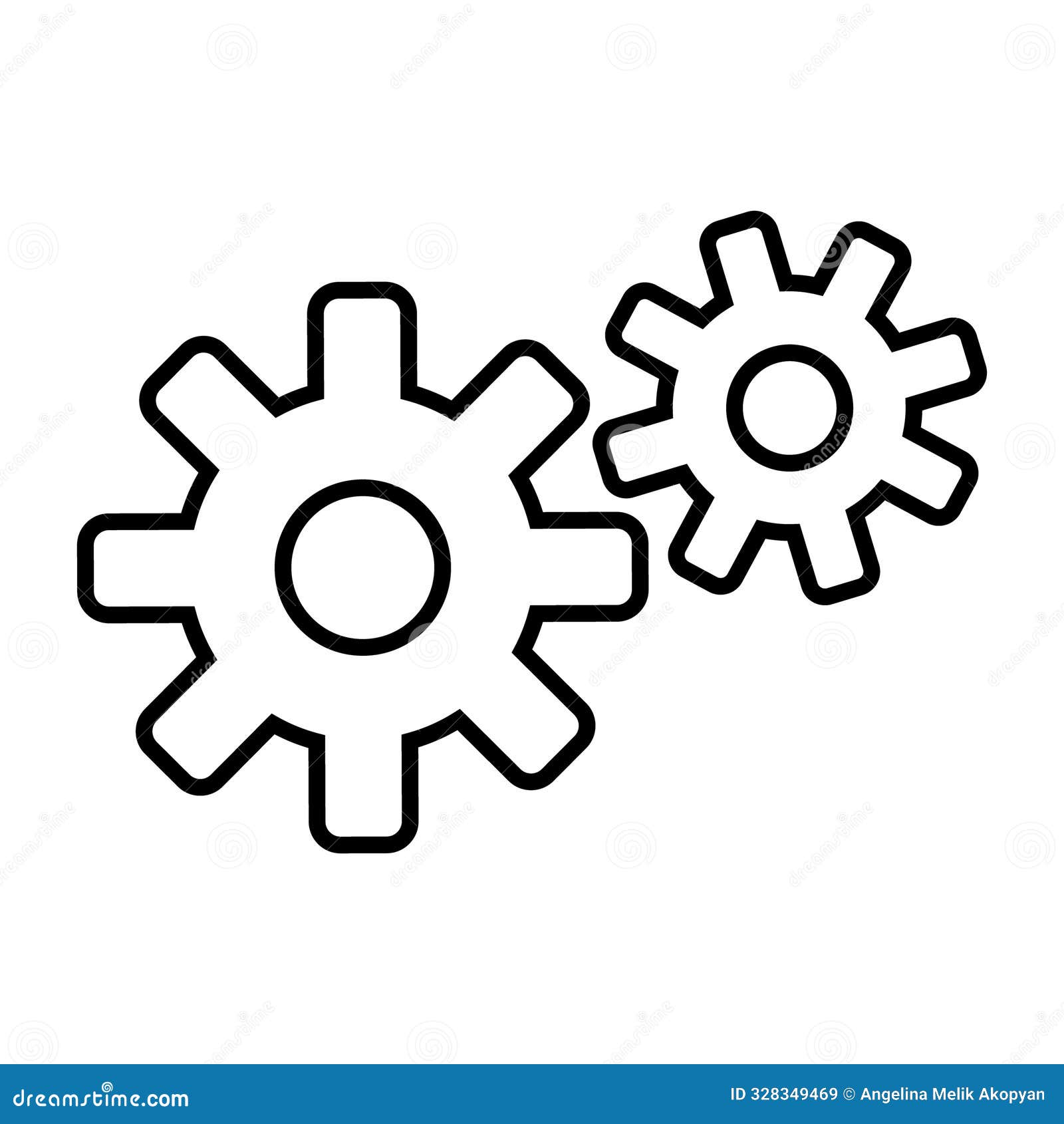 A Simple Line Drawing of Two Interlocking Gears, One Larger Than the ...