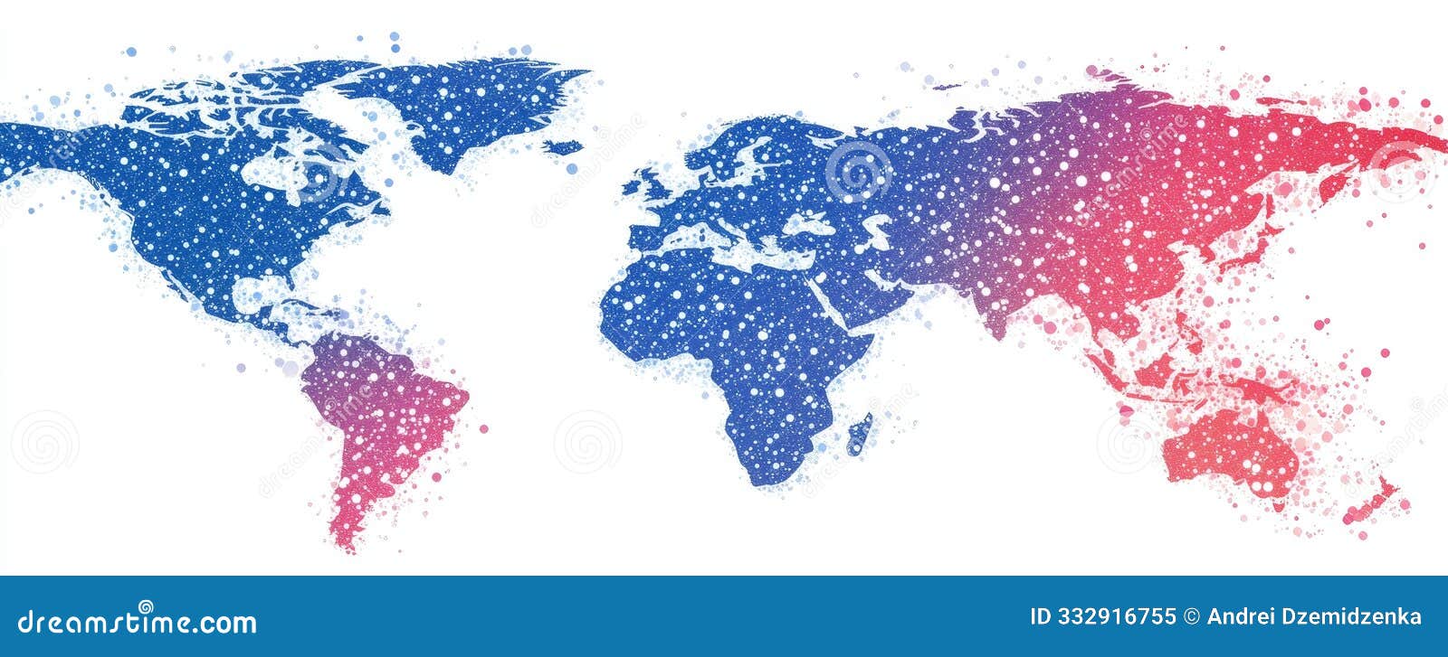 A Simple Line Drawing of the World Map with Red and Blue Dots ...