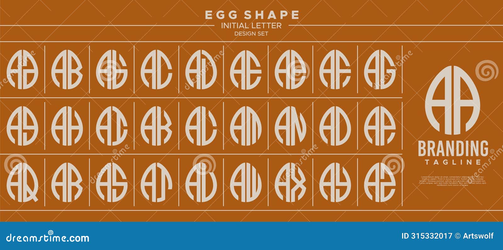 Simple Line Egg Shape Stamp Letter a AA Logo Design Set Stock Vector ...