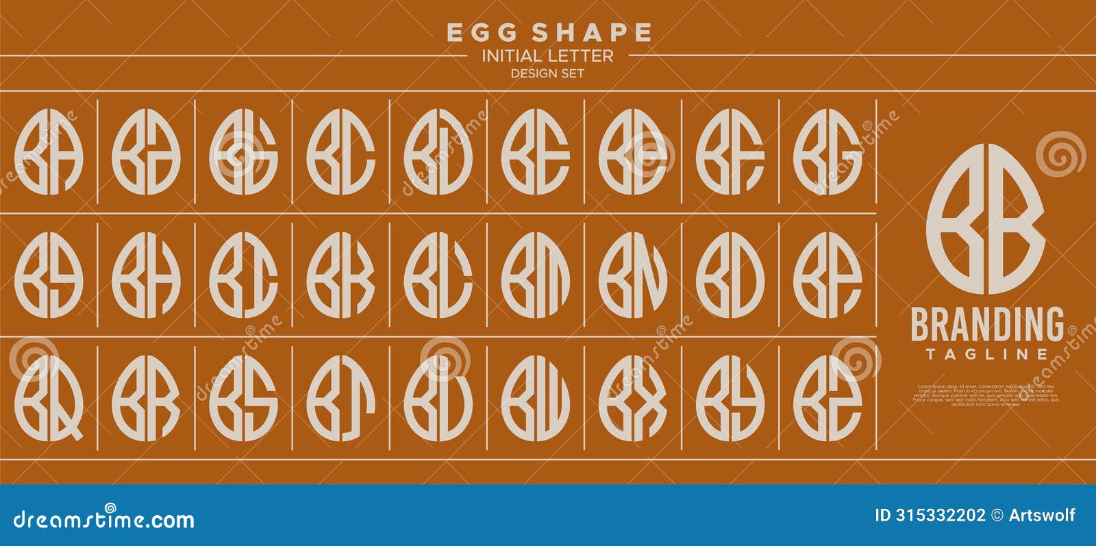 Simple Line Egg Shape Stamp Letter B BB Logo Design Set Stock Vector ...