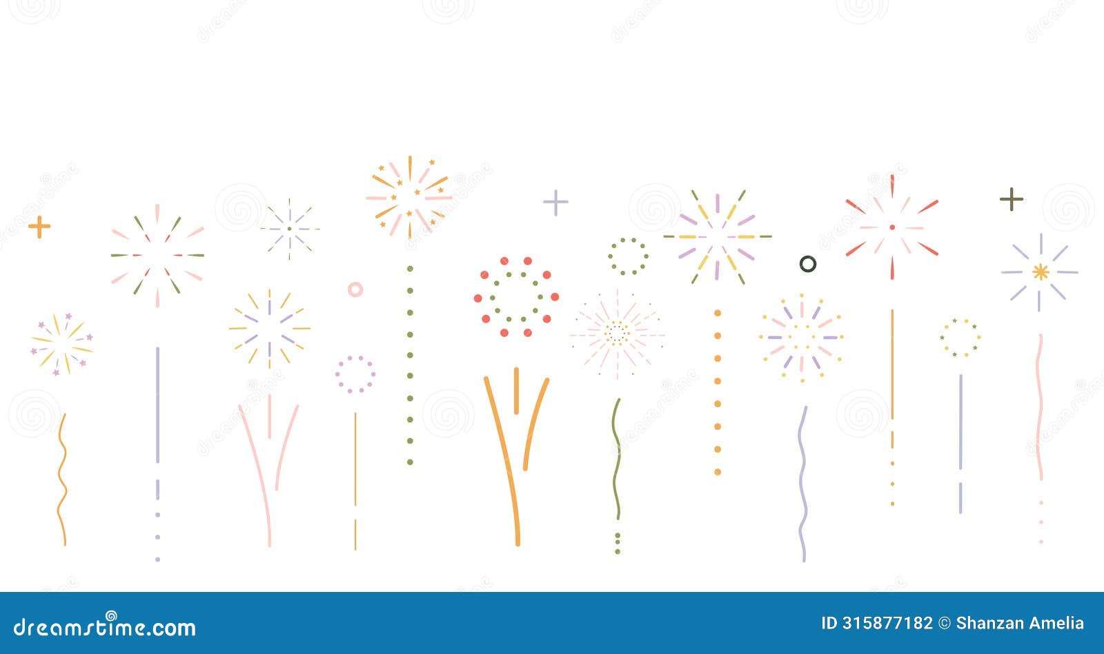 Simple Line Fireworks Background Illustration Stock Illustration ...