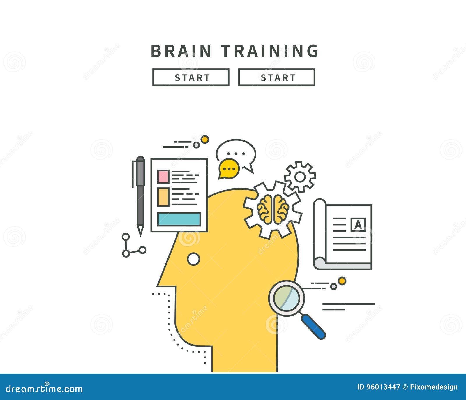 Simple Line Flat Design of Brain Trainning, Modern Illustration Stock ...