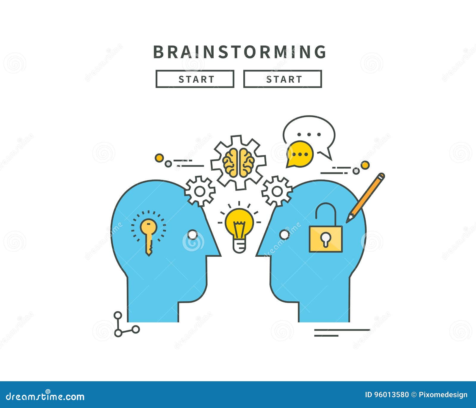 Simple Line Flat Design of Brainstorming, Modern Illustration Stock ...