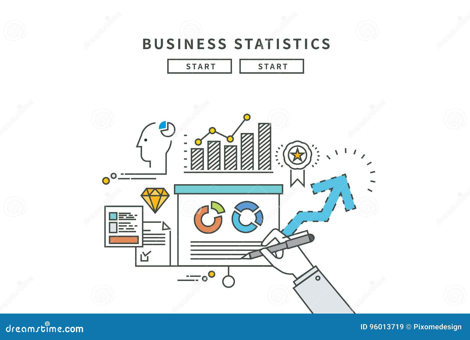 Simple Line Flat Design of Business Statistics, Modern Illustration ...