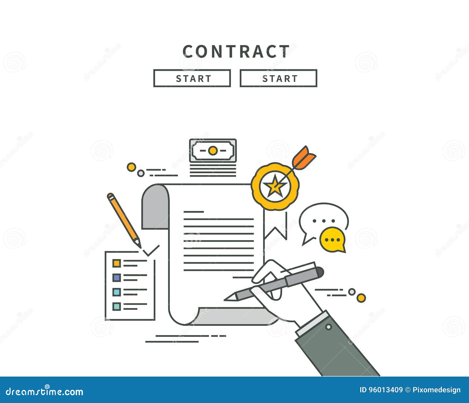 Simple Line Flat Design of Contract, Modern Illustration Stock ...